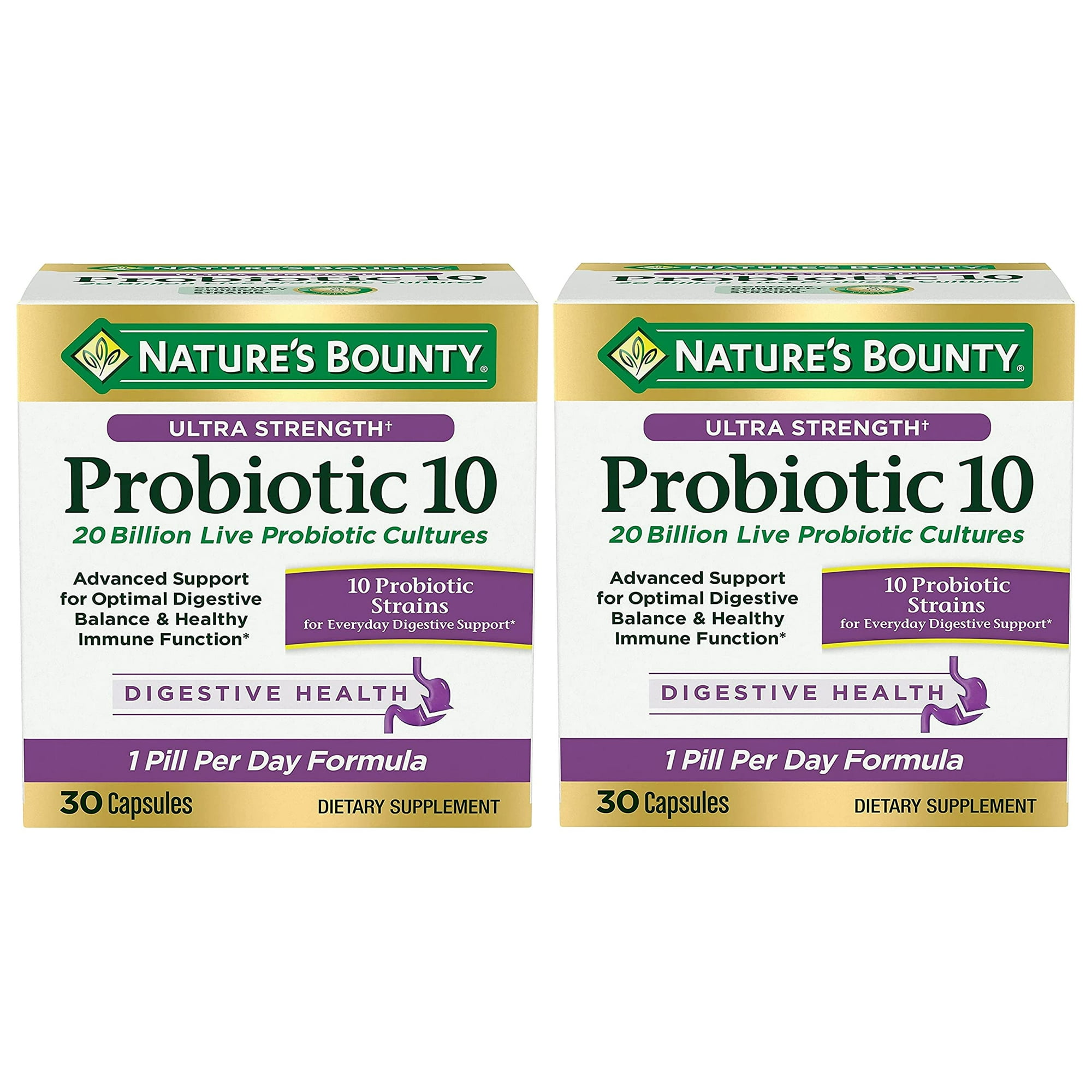 Suplemento probiótico Nature's Bounty, 10 unidades ultra fuertes, 30 ...