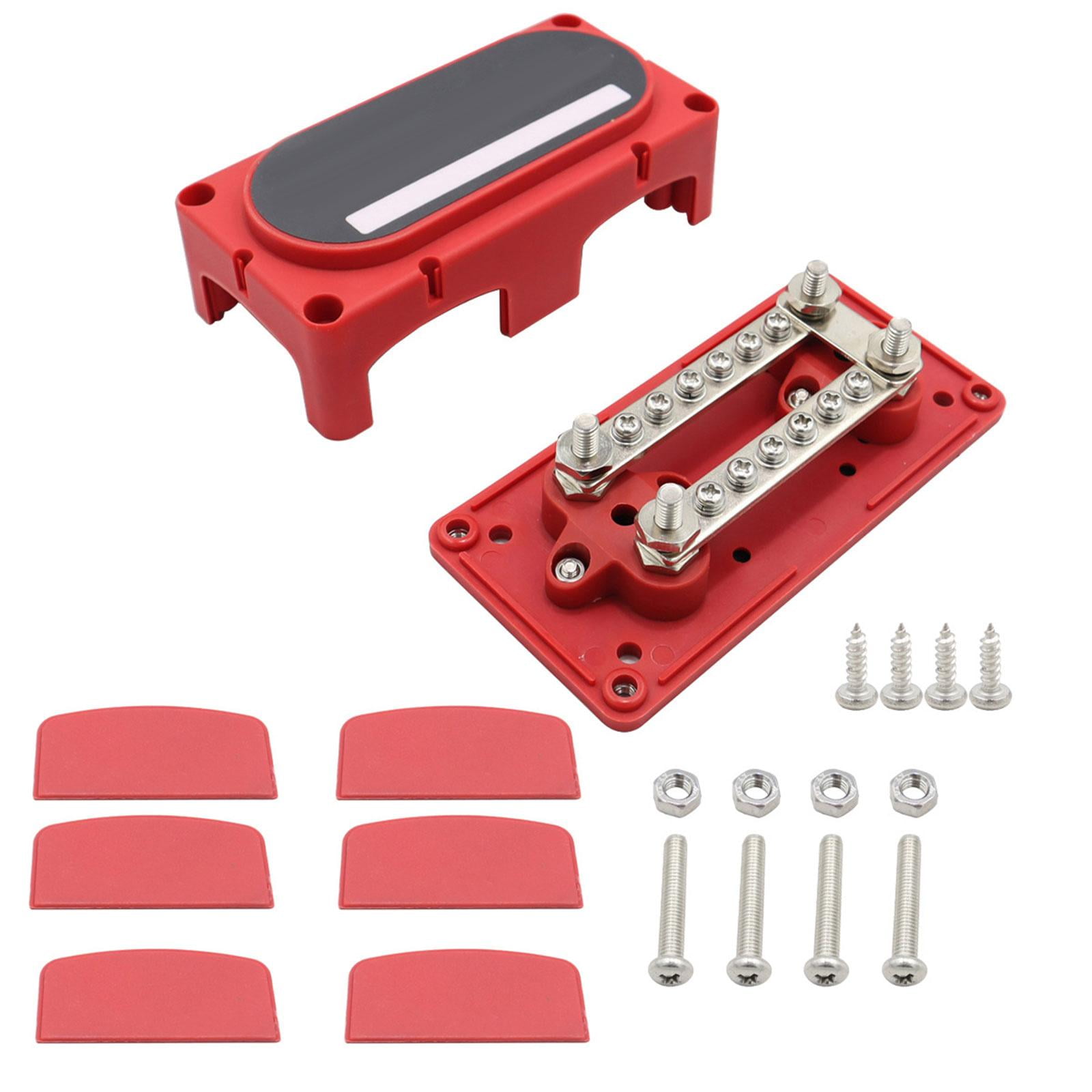 100A Bus Bar Power Distribution Block 12 Way Para RV Boat Marine Red | Lider