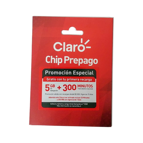 Chip Claro Prepago / 5GB + 300 Minutos | Lider