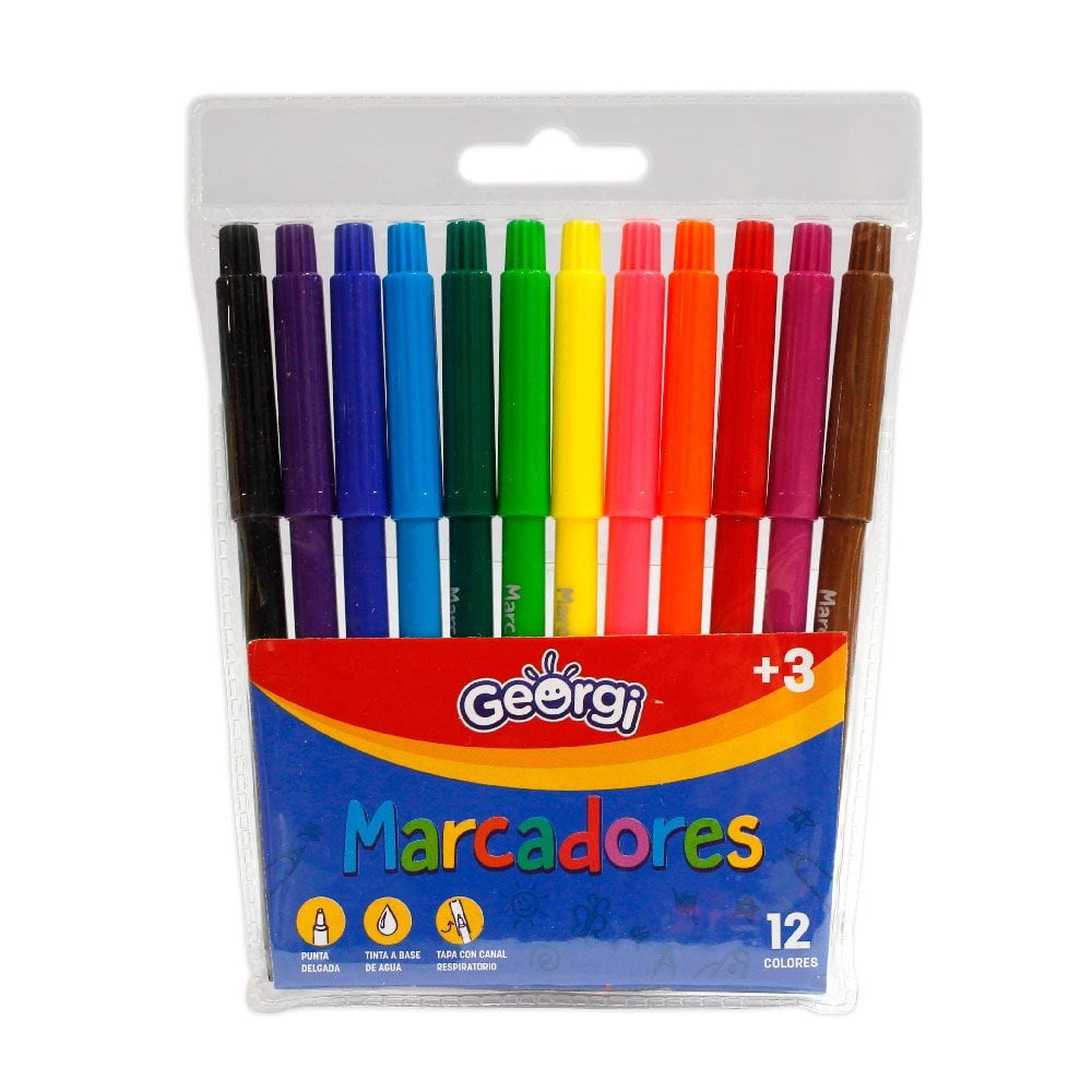 Marcadores punta delgada 12 colores | Lider