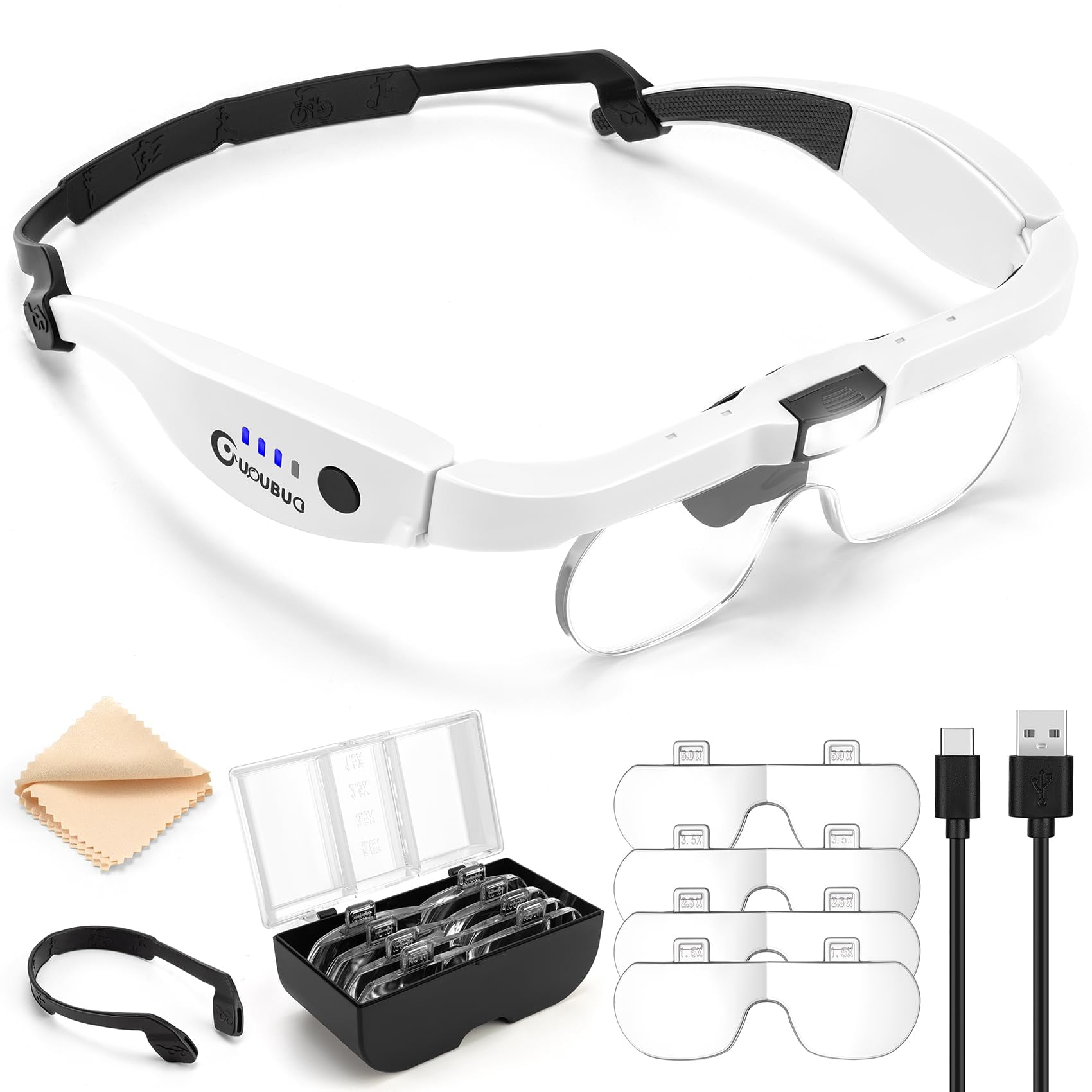 Lupa GUOUBUO con luz recargable 1.5X-5.0X | Lider