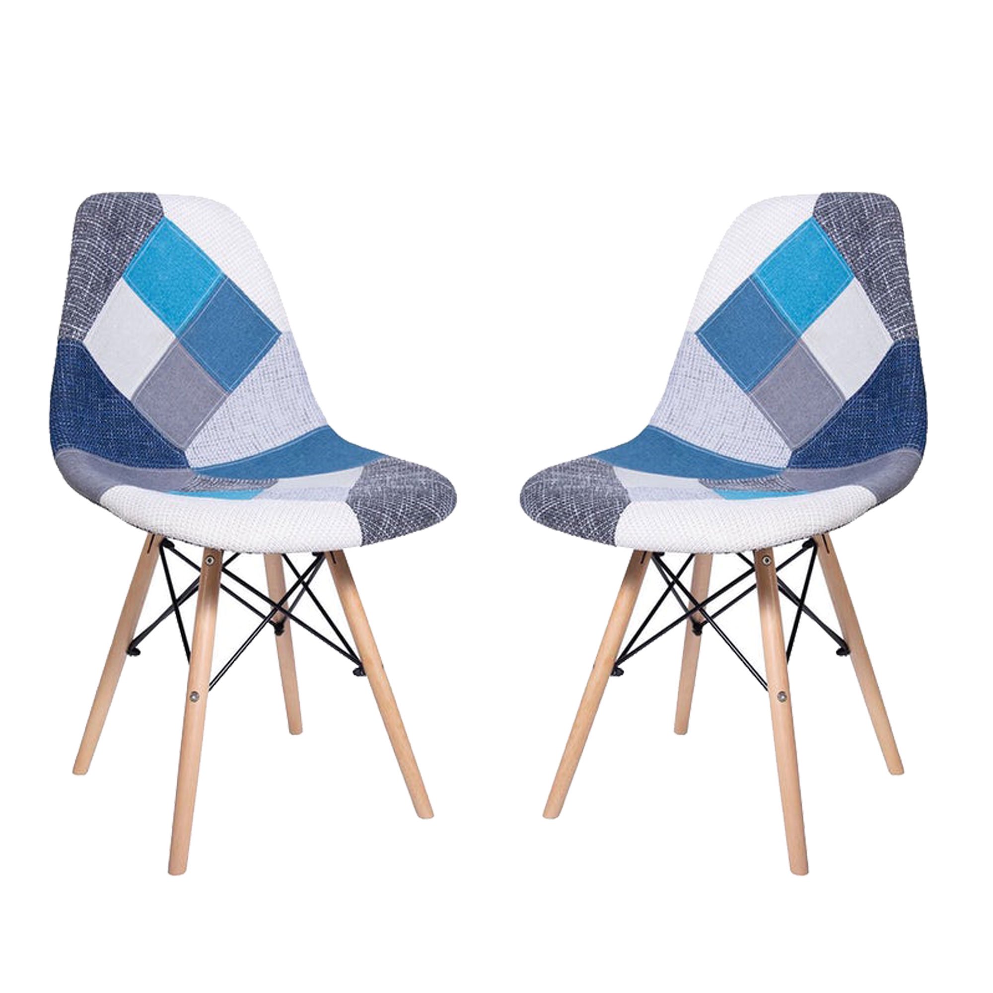 SET 2 SILLAS DE COMEDOR EAMES PATCHWORK TURQUESA | Lider