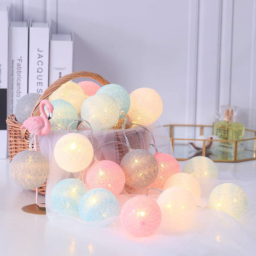 Bolas de algodón luminosas con batería de 3 m, 20 luces LED para ...