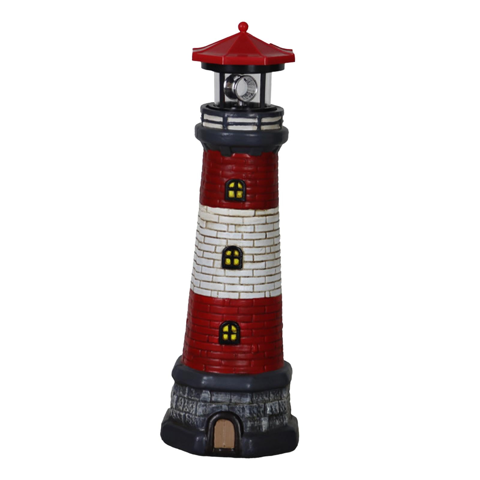Figura De Faro Con Luz Solar Para Césped, Rocas Falsas, Tapa Roja ...