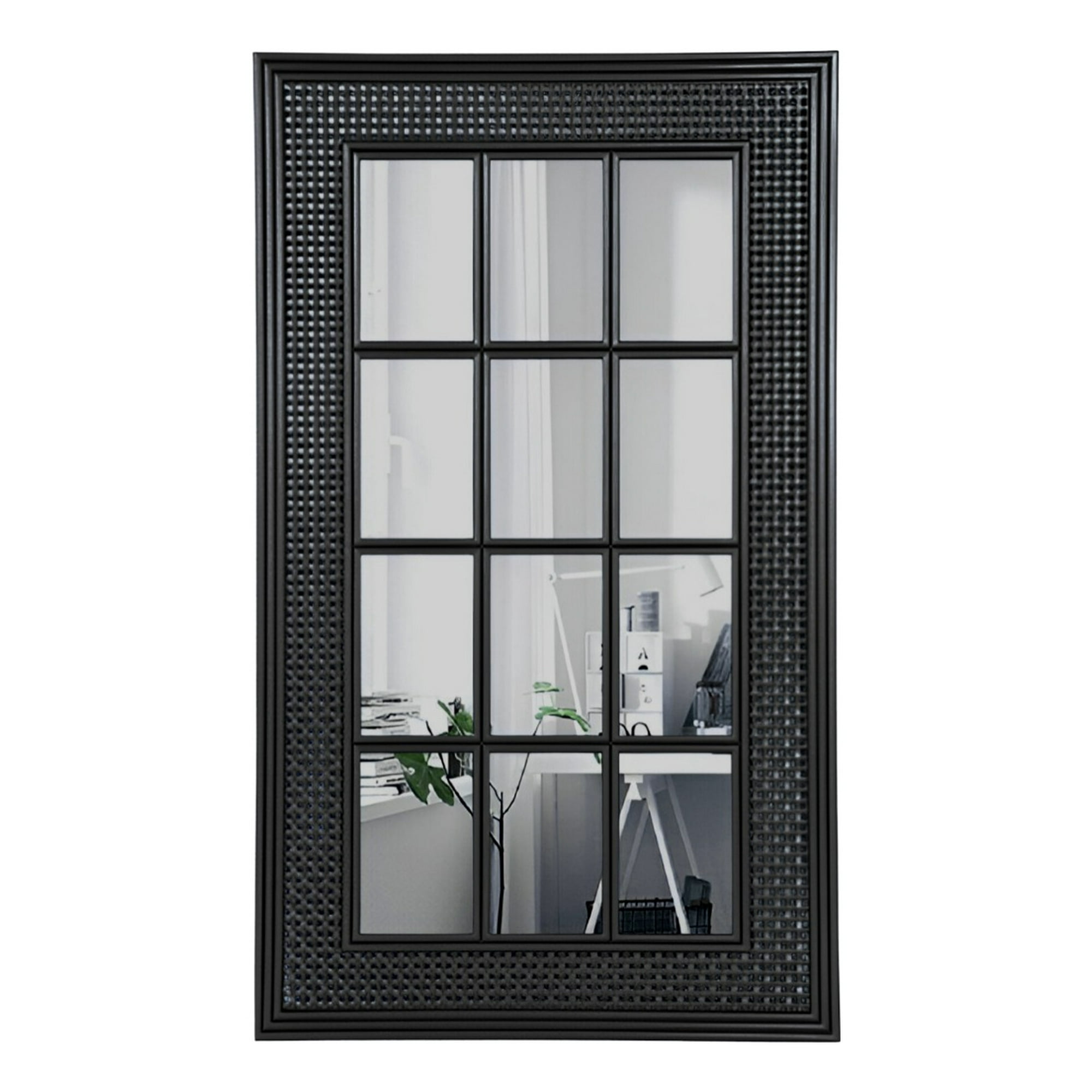 Espejo Decorativo Diseño Ventana Marco Negro Rectangular Jhn | Lider