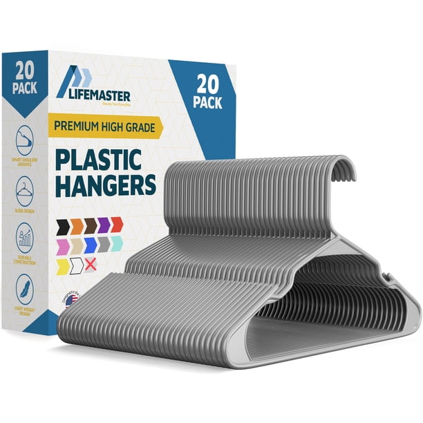 Perchas para ropa Lifemaster de plástico, muy resistentes, 20 unidades ...