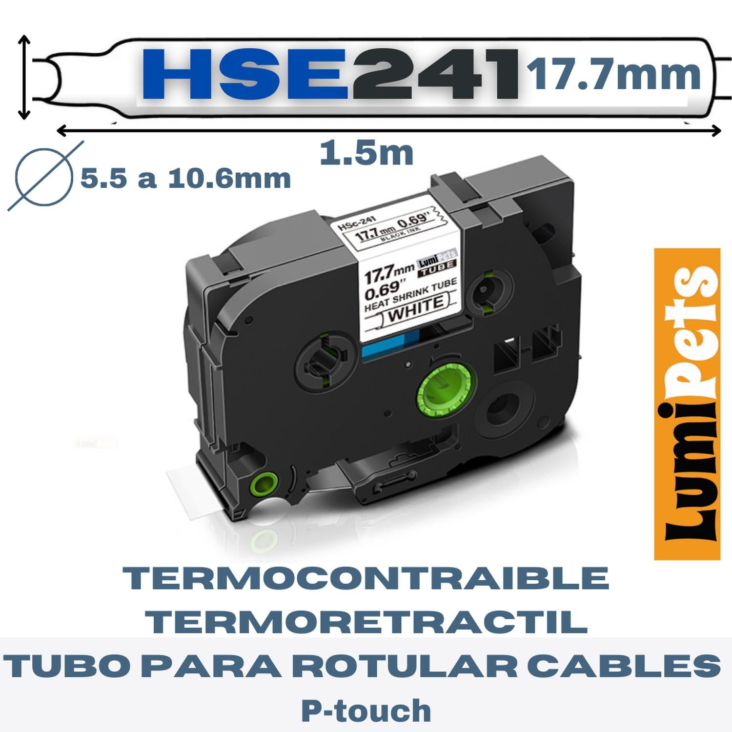 Cinta Termocontraible HSe-241 Para Rotuladora Brother Pt 17.7mm ...