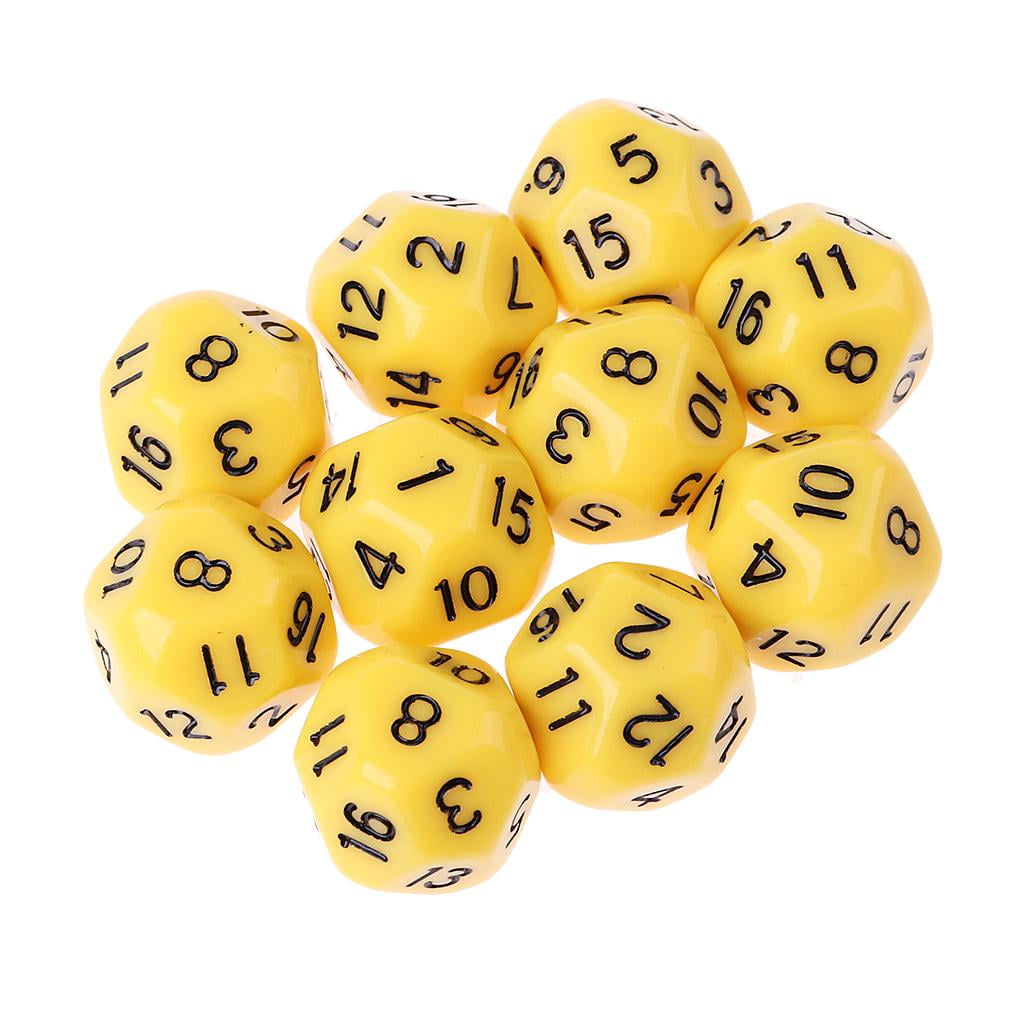 10 Piezas 16 Caras D16 14 Mm Acrílico Opaco Dados Para Juego De Rol RPG ...
