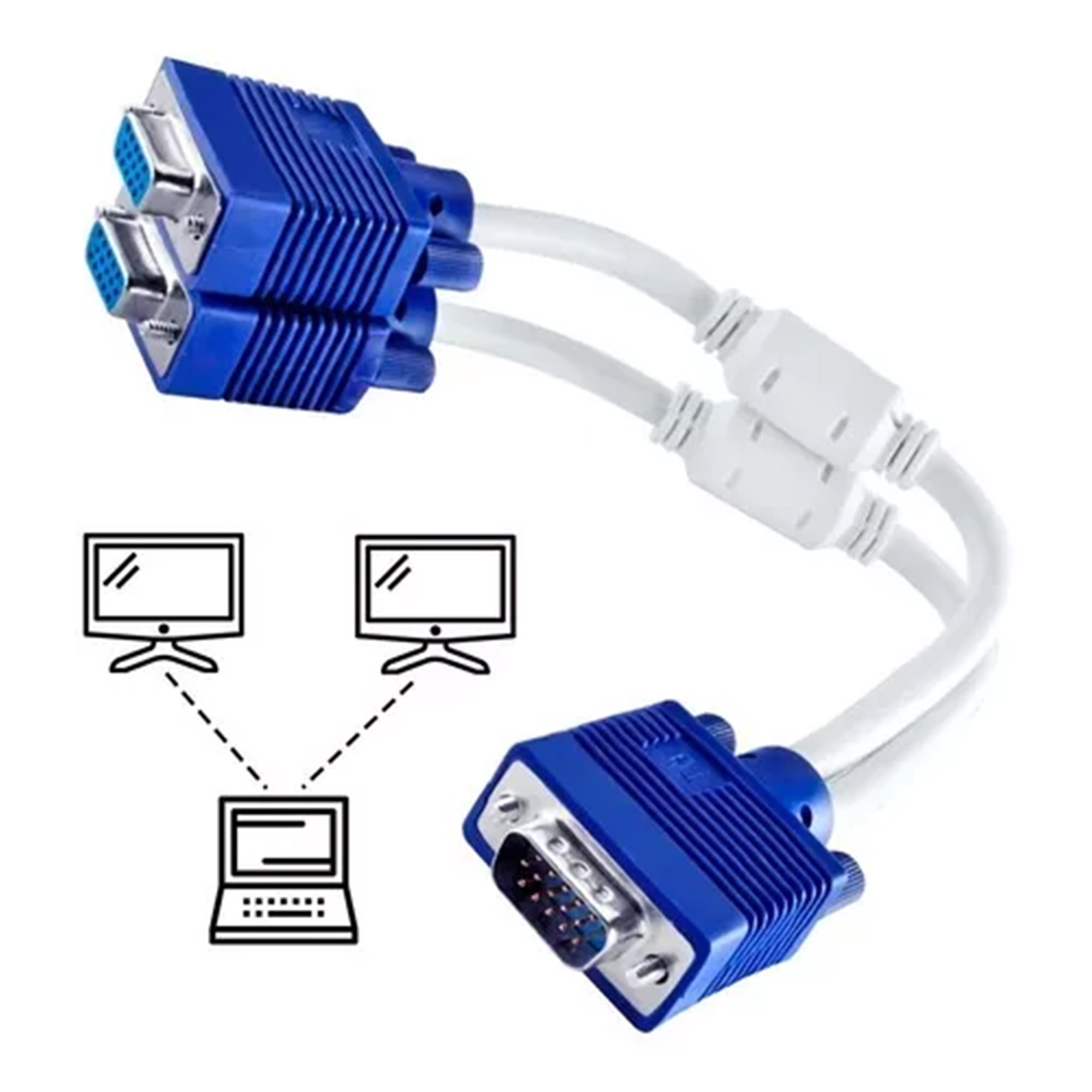 Vga Splitter Replicator Cable Dual Laptop Monitor Computer Vga One To ...