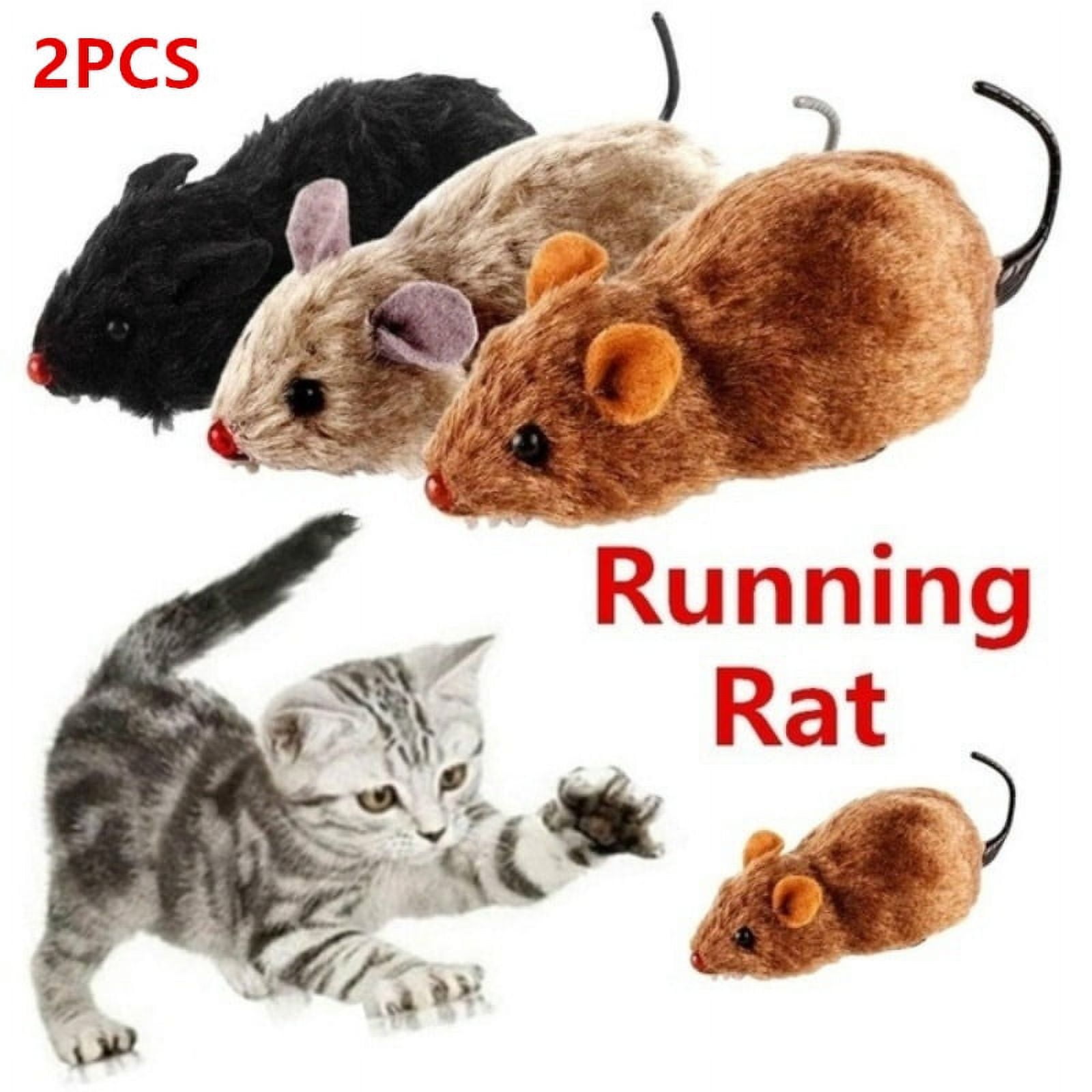 2pcs Wind Up Plush Mouse Toy, For Indoor Cats, Interactive Cat Toys ...