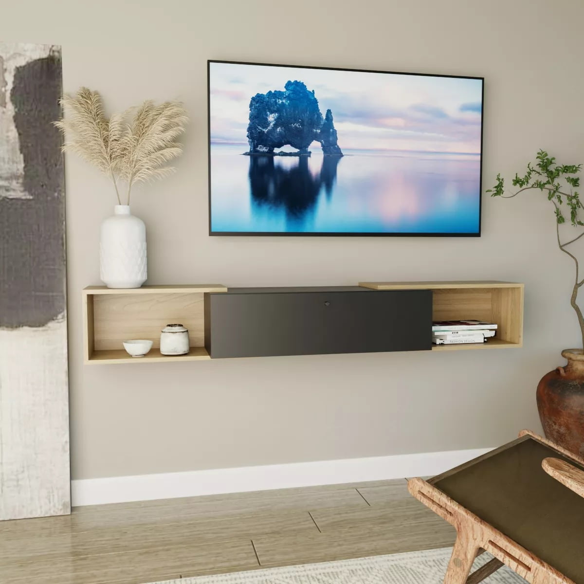 Rack Tv Flotante 1 Puerta Estante Regulable Arrimo Recibidor | Lider