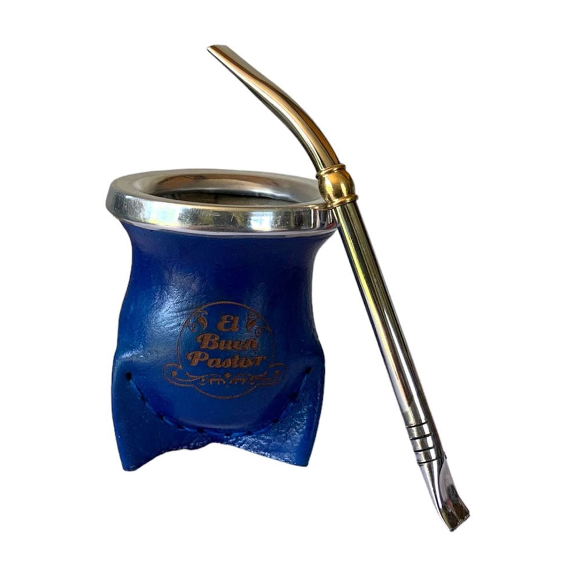 Mate Azul Vidrio Templado Con Bombilla | Lider