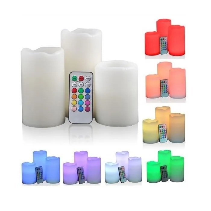 Set De 3 Velas Led Con Control Remoto Electronicas | Lider