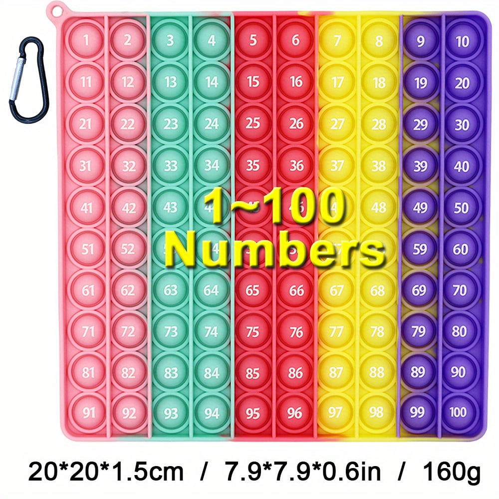 20.07cm/7.9in 1~100 Numbers Push Pop Bubble Fidget Sensory Educational Pop Toys, Math Teaching ...