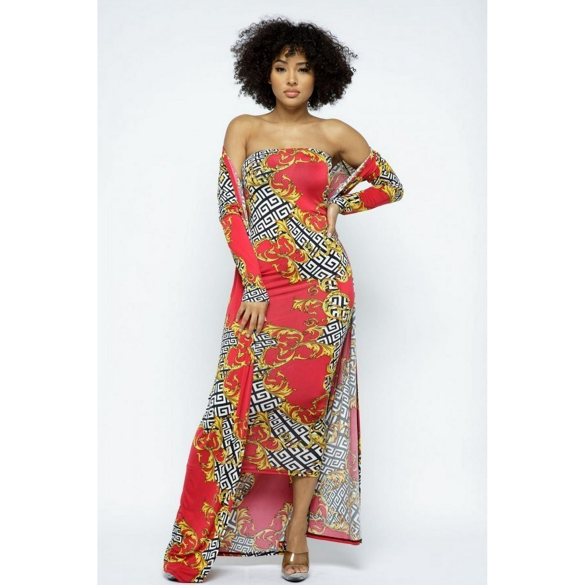 Conjunto de Vestido Tubo con Cárdigan y Estampado Venechia S | Lider