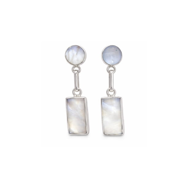 Aros Nácar Rectangular Plata 950 Tornillo Mariposa Colgantes Mujer ...