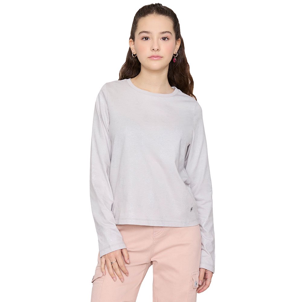 Polera Niña Manga Larga Metalizada Gris Corona | Lider