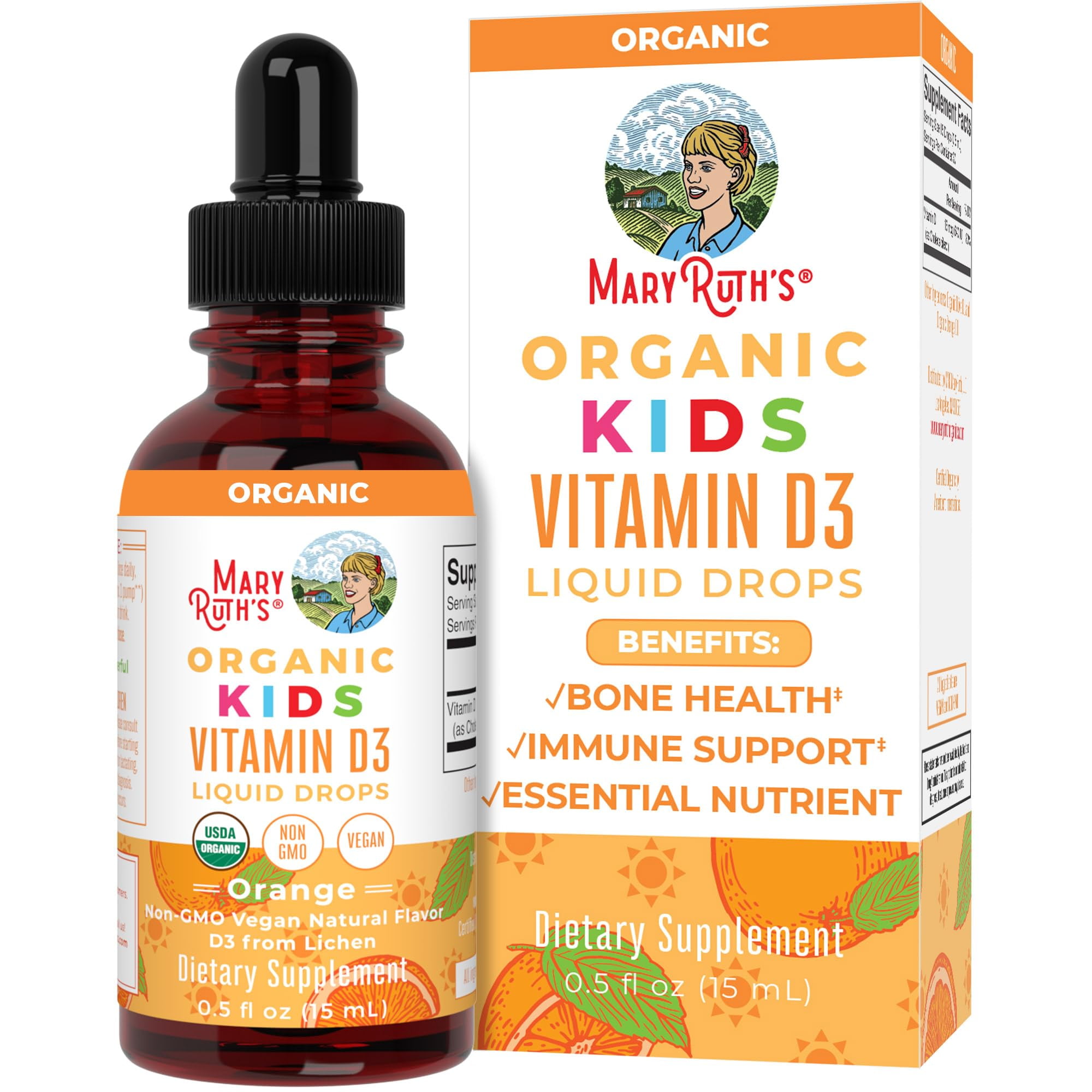 Suplemento MaryRuth Organics de vitamina D3 640 UI para niños, 30 porciones | Lider