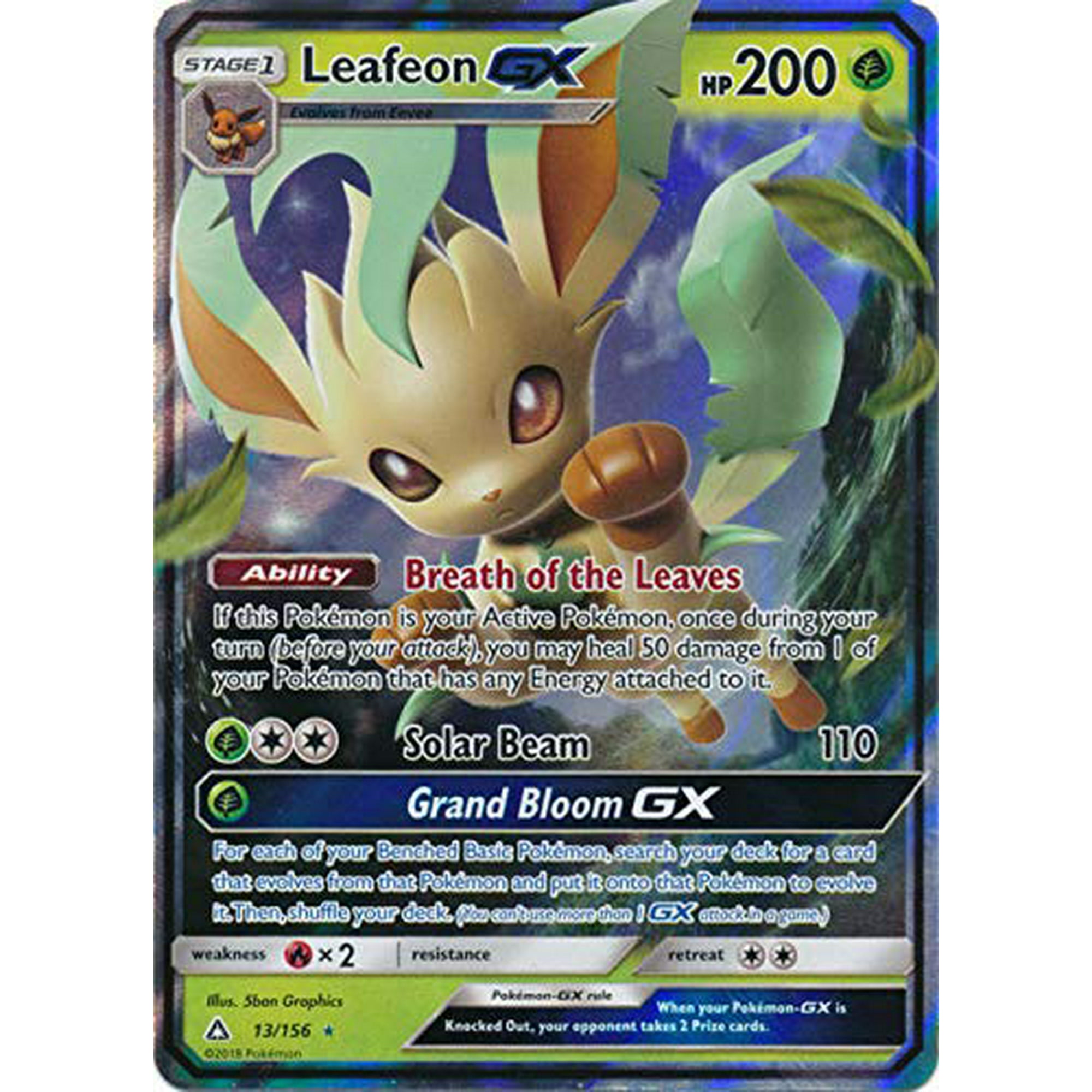 Tarjeta Pokémon Leafeon GX 13/156 Ultra Prism | Lider