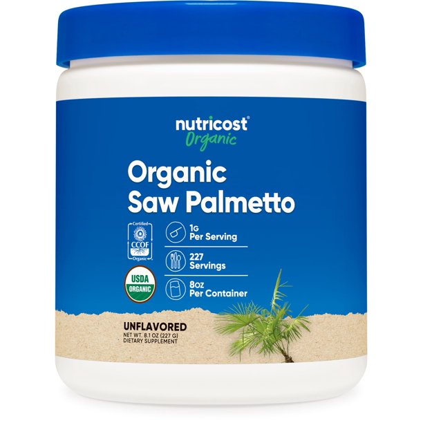 Saw Palmetto en polvo Nutricost Organic 227 g, certificado por el USDA ...