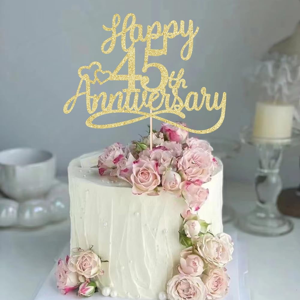 Cake Toppers Sleyberoy Glitter Happy 45 aniversario | Lider