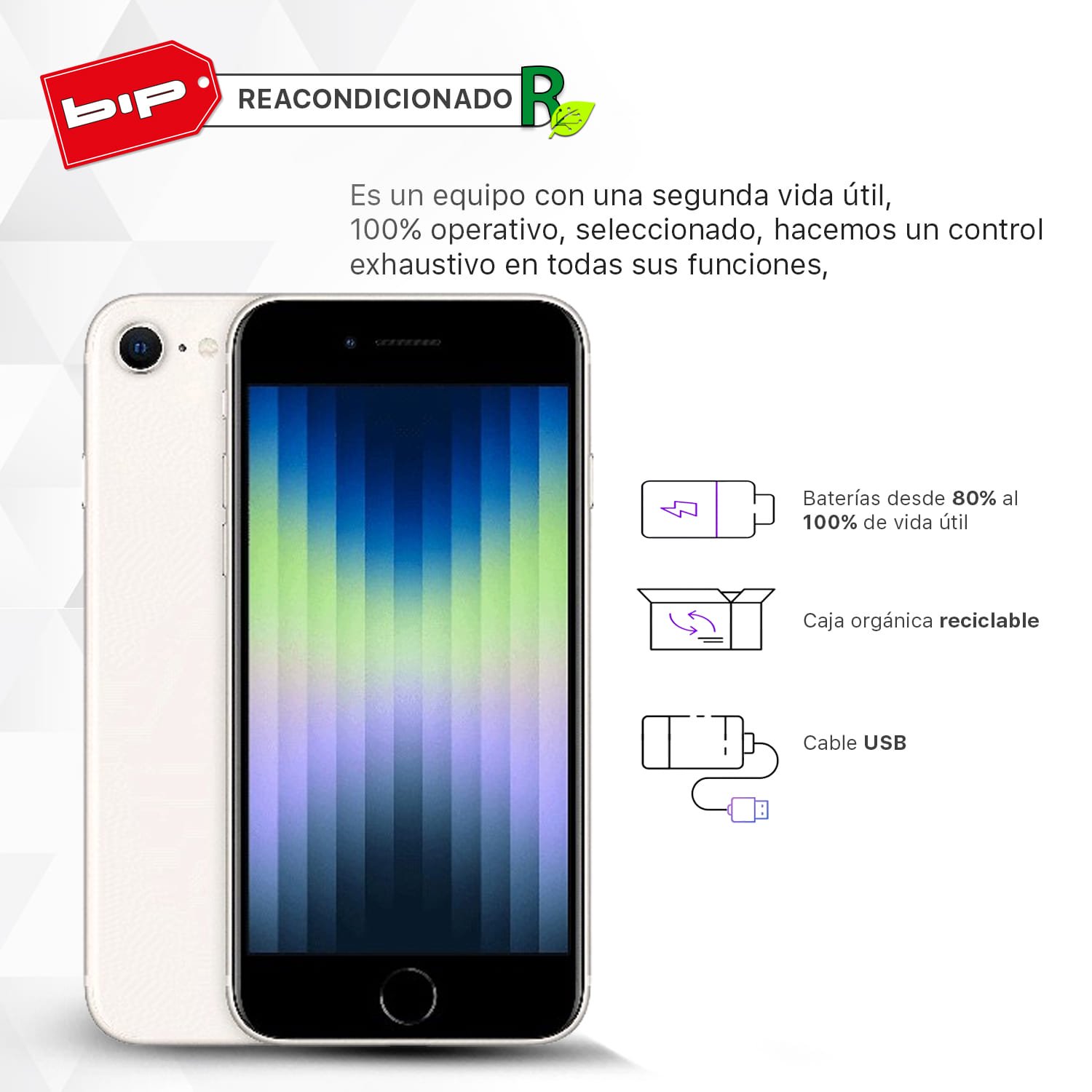 iPhone SE3 64gb - Balnco- Reacondicionado Grado A | Lider