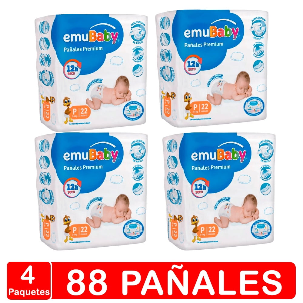 Pañales Emubaby Premium Manga X4- Talla P - 88 pañales | Lider