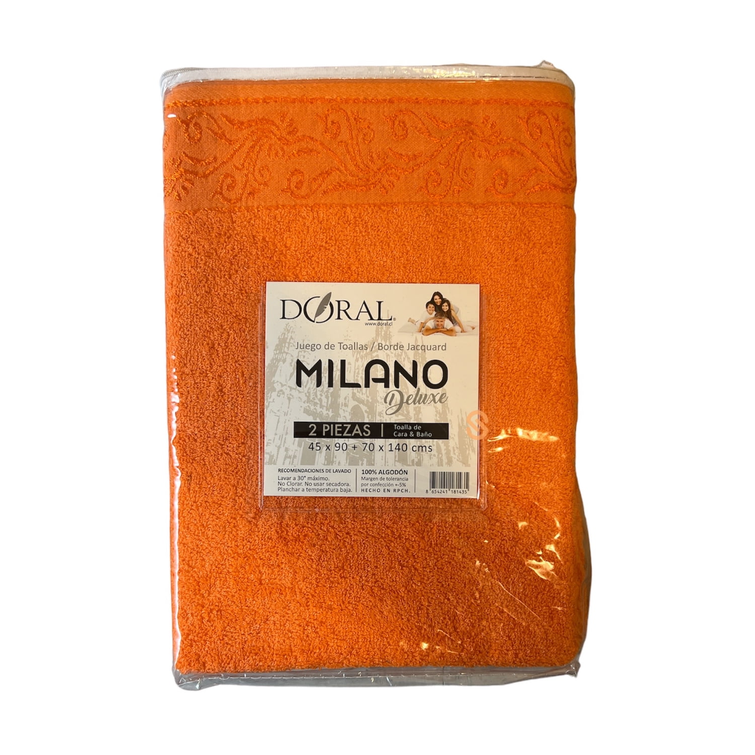 Juego Toallas 2 Piezas Borde Jacquard Naranja - Shopyclick | Lider