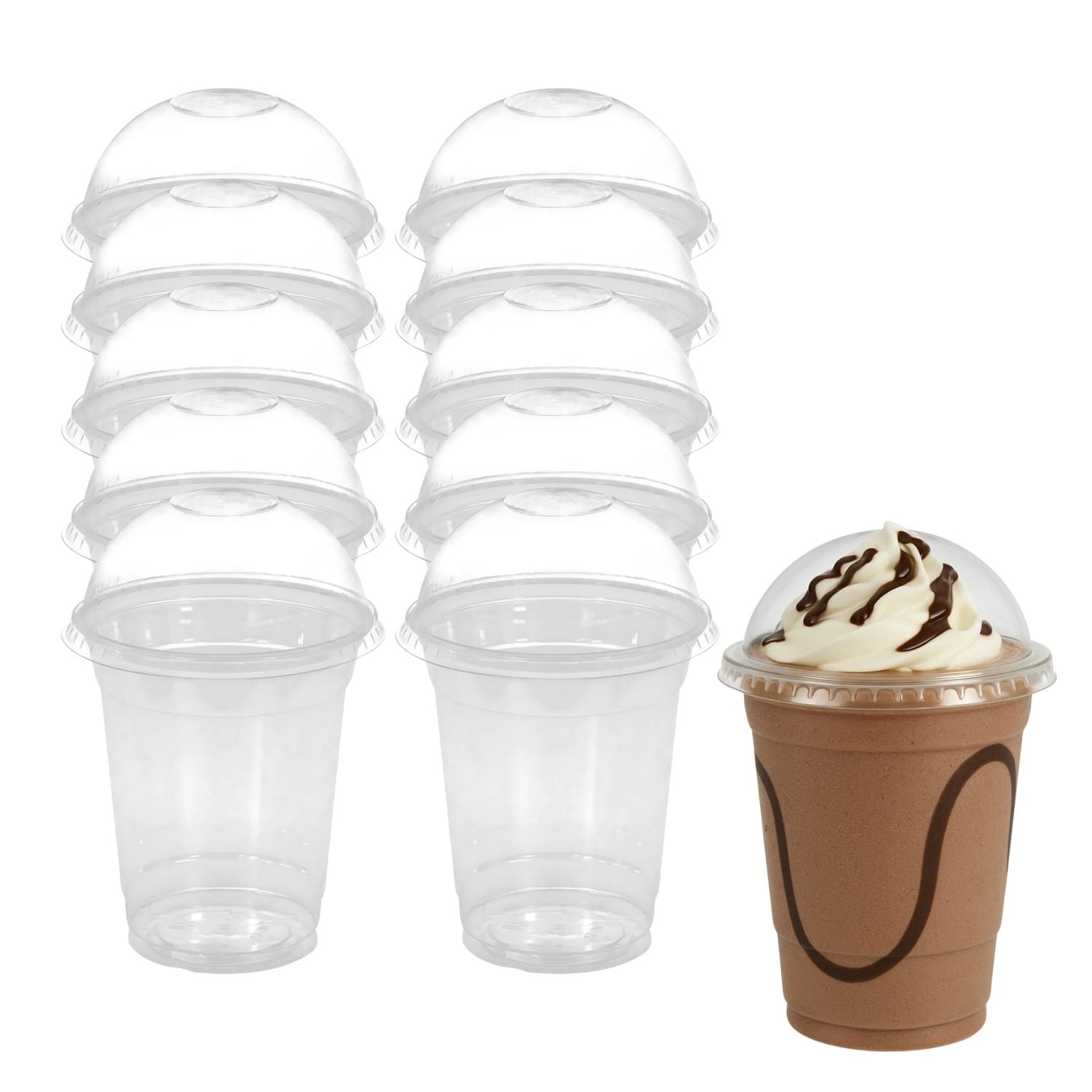 Set 10 Vasos Frappe 16Oz Tapa Domo 470mL Plastico PET | Lider