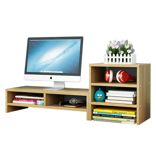 Base Monitor Soporte Organizador Escritorio 65x23x18 cm Madera Natural ...