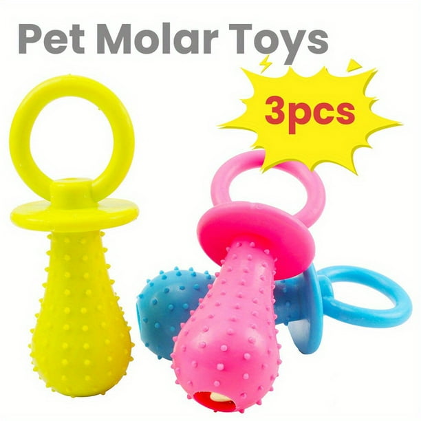 3pcs Rubber Pacifier Puppy Dog Chewing Molar Toy For Dog Training Pet ...