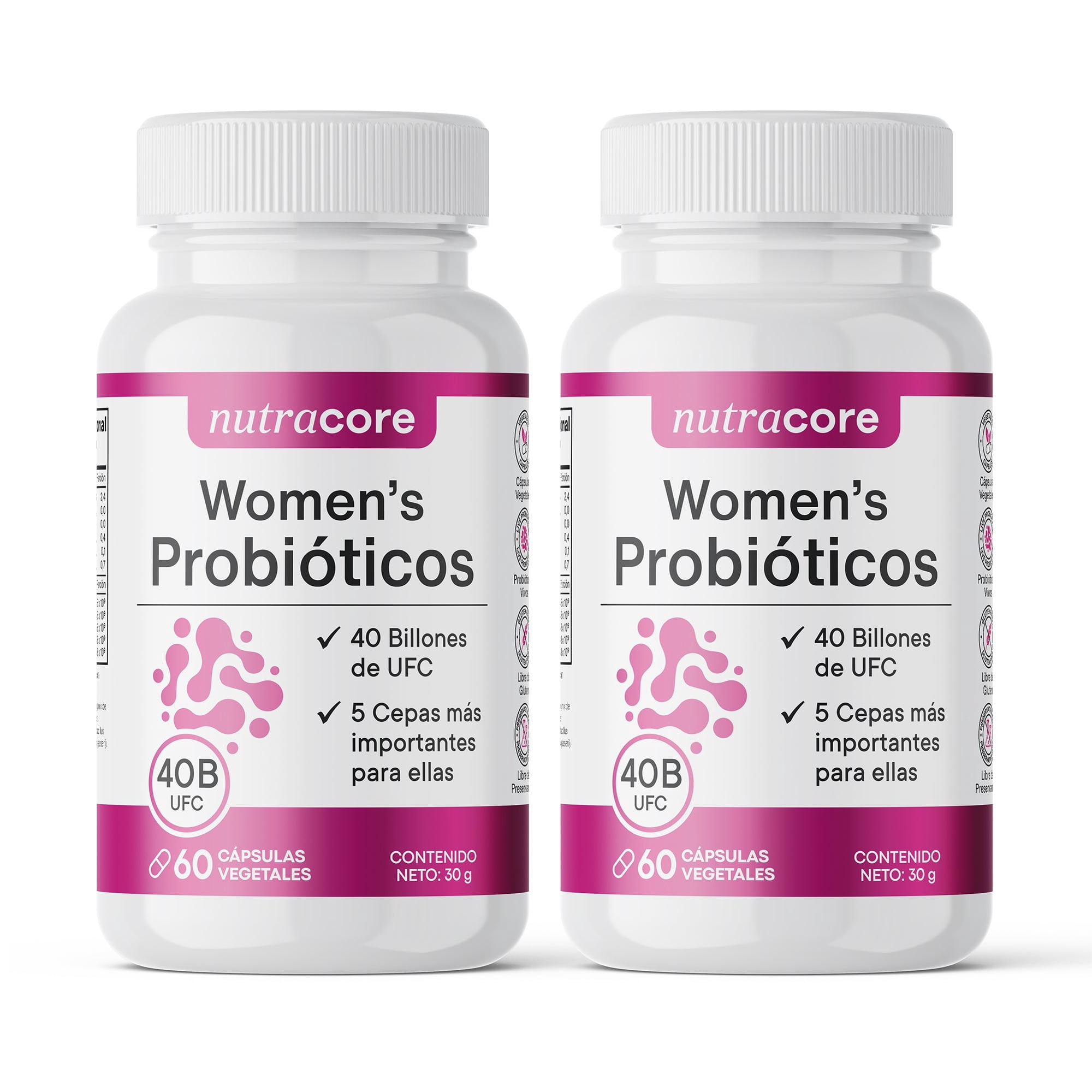 Probióticos Mujer Salud Vaginal 40 Billones - Pack 2x60 Cápsulas ...