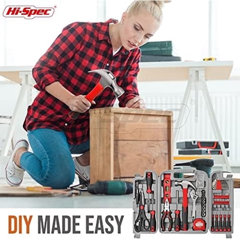 Hispec - Set De Herramientas 54 Piezas Rojo Con Estuche Diy