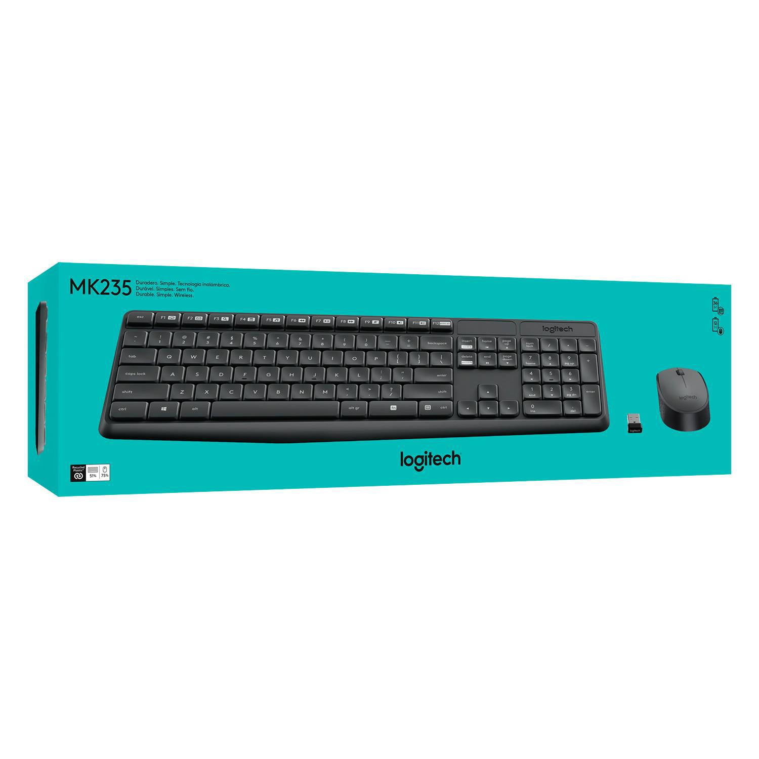 Kit Combo Teclado y Mouse Inalambrico Logitech MK235, USB | Lider