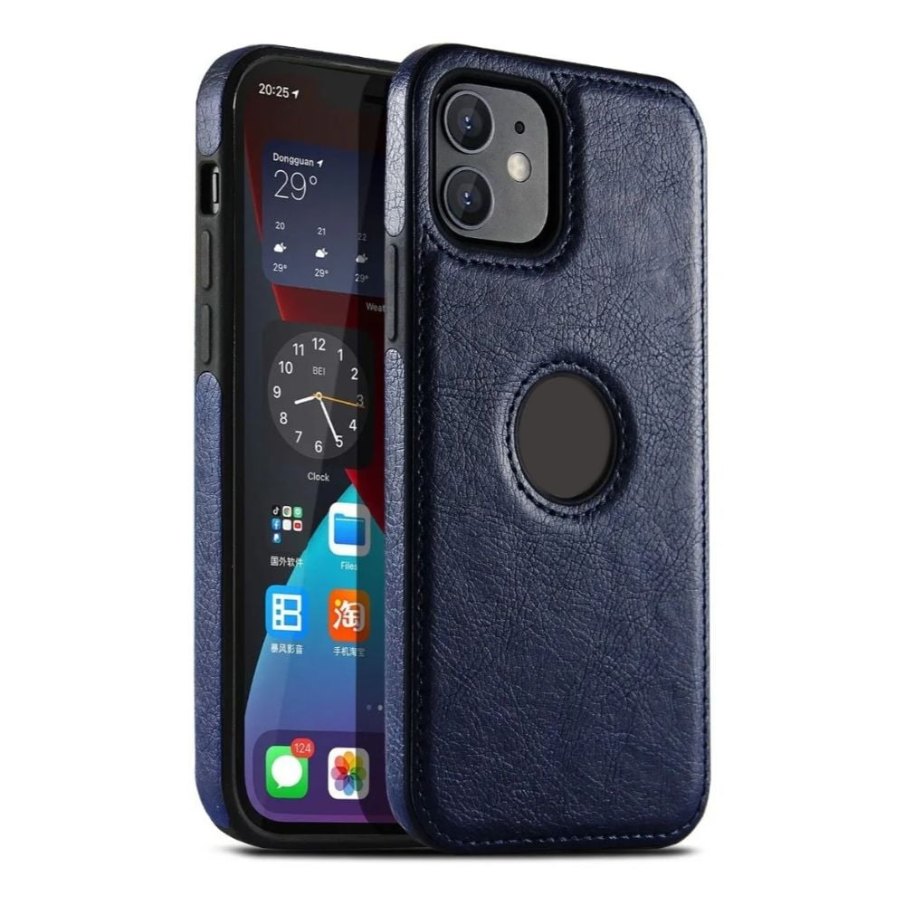 Carcasa Cuero Pu Azul + Lámina Compatible c/ iPhone 12 | Lider