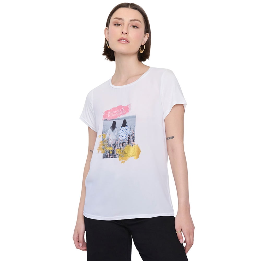 Polera Mujer Estampada Blanco 1 Corona | Lider