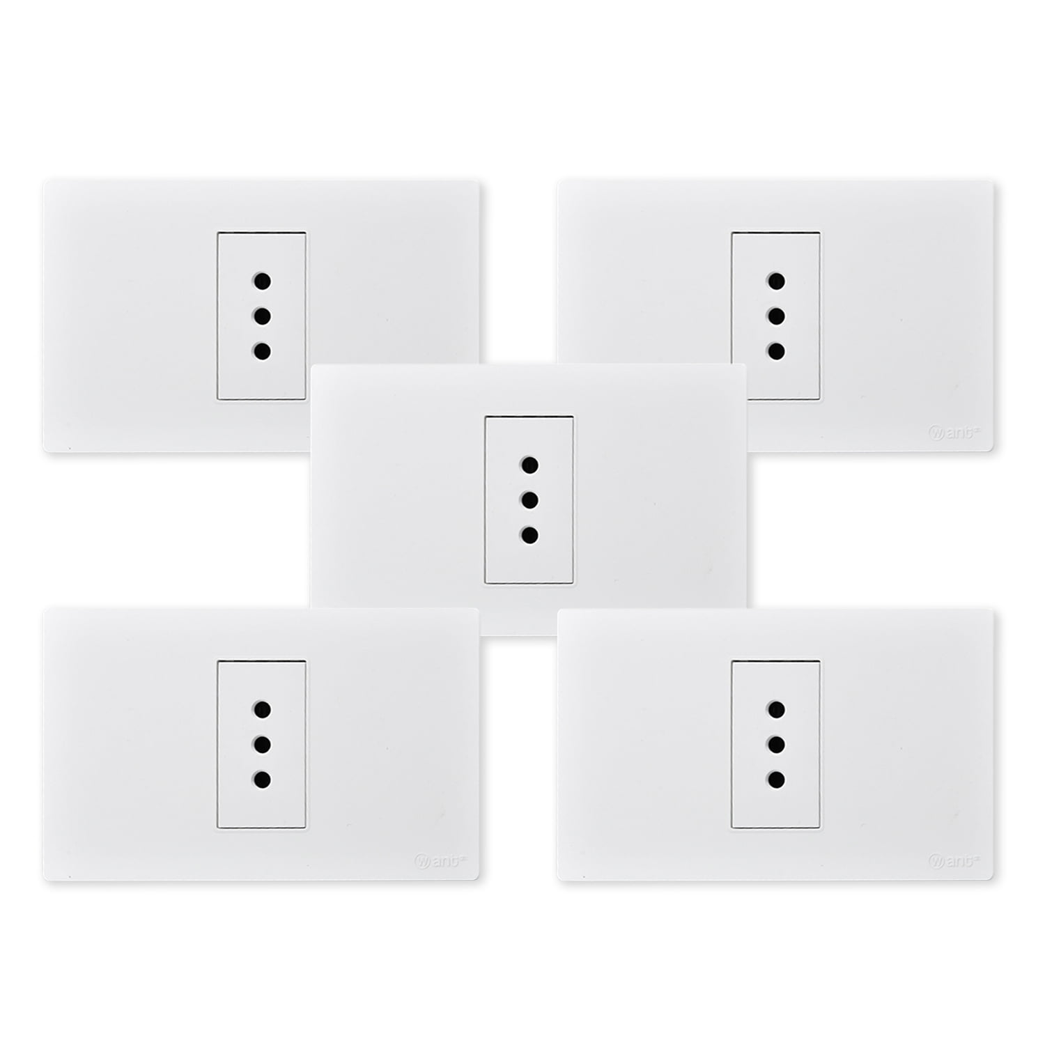 Pack 5 Tomacorriente Simple Metálico 10a - Blanco | Lider