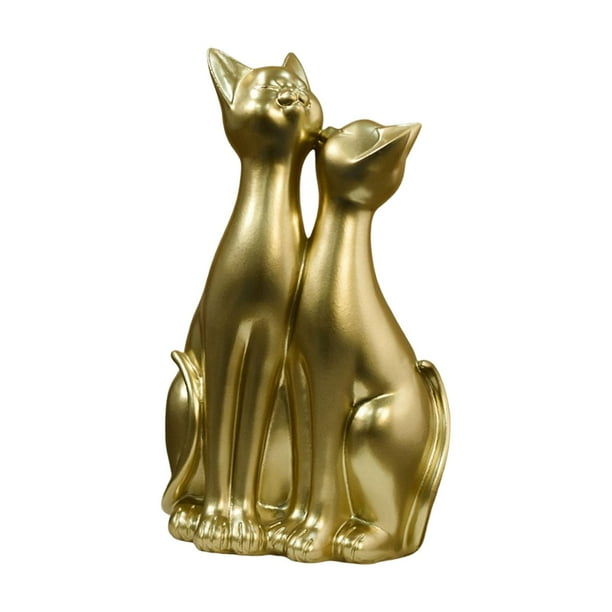 Pareja Gato Estatuas Animales Escultura Escritorio Kitty Figuras Resina ...
