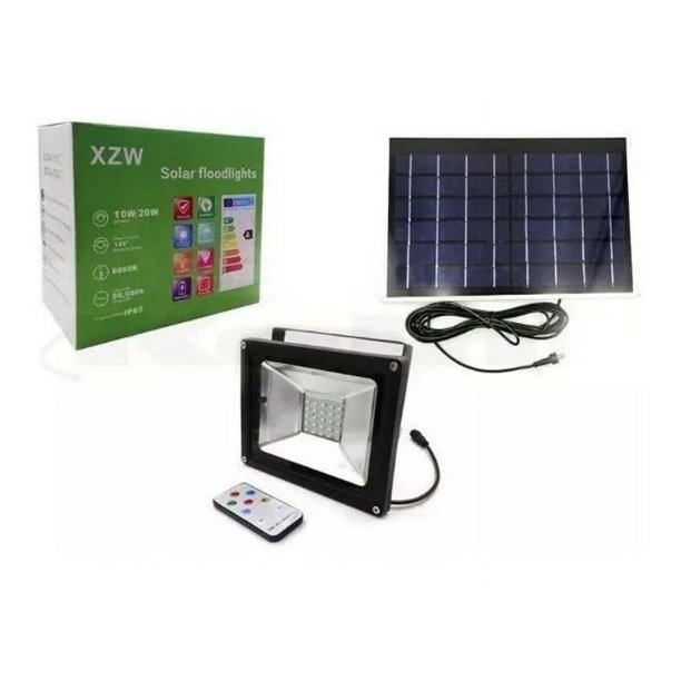Lámpara Foco Solar Led 20w Flood Panel Solar Control Remoto | Lider