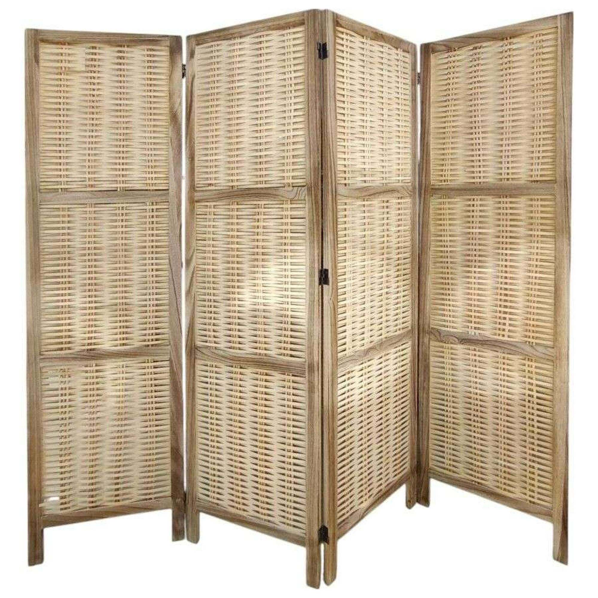 Biombo De Madera Resistente 3 Paneles Clasico Tejid 40x170cm | Lider