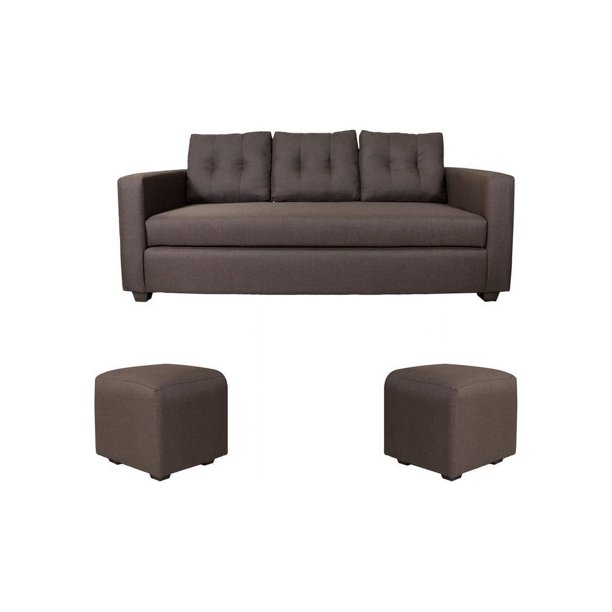 Sofa 3C+2 Pouf Ivonne Tela Café | Lider