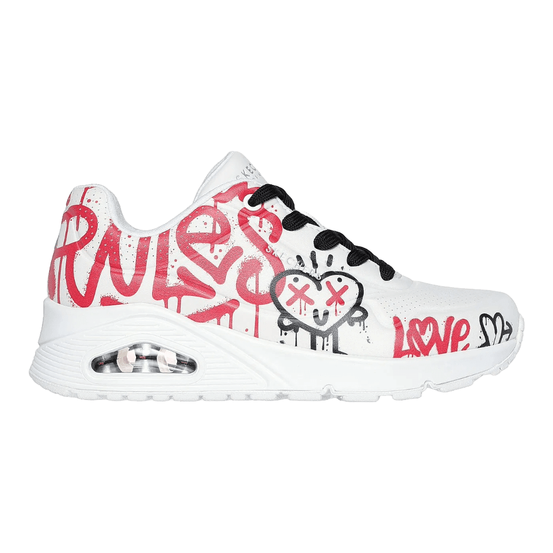 ZAPATILLAS SKECHERS UNO LOVE GRAFFITI BLANCO/ROJO (MUJER) | 177082-WRBK ...