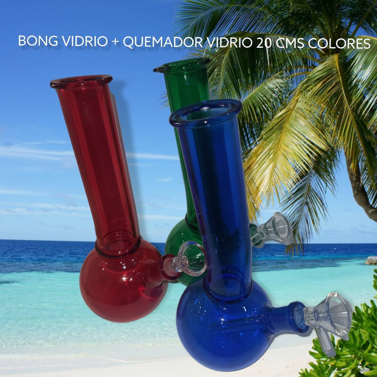 Bong Vidrio + Quemador Vidrio 20 cms Colores | Lider