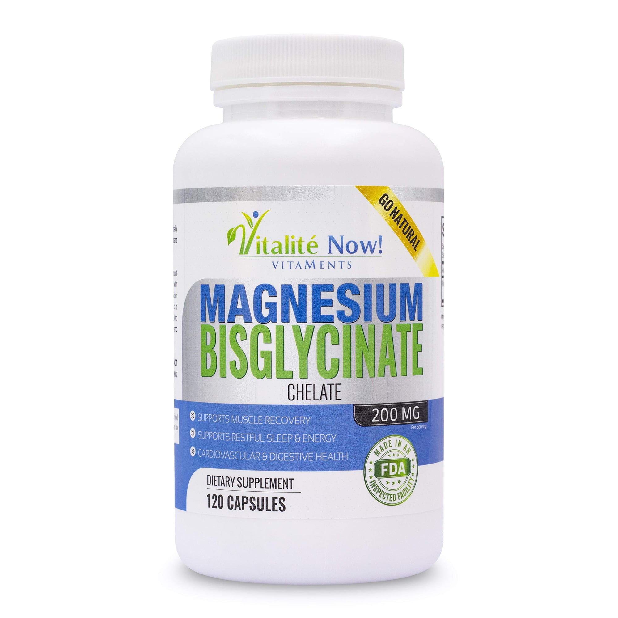 Suplemento de bisglicinato de magnesio ¡Vitalité Now! ¡200 mg | Lider