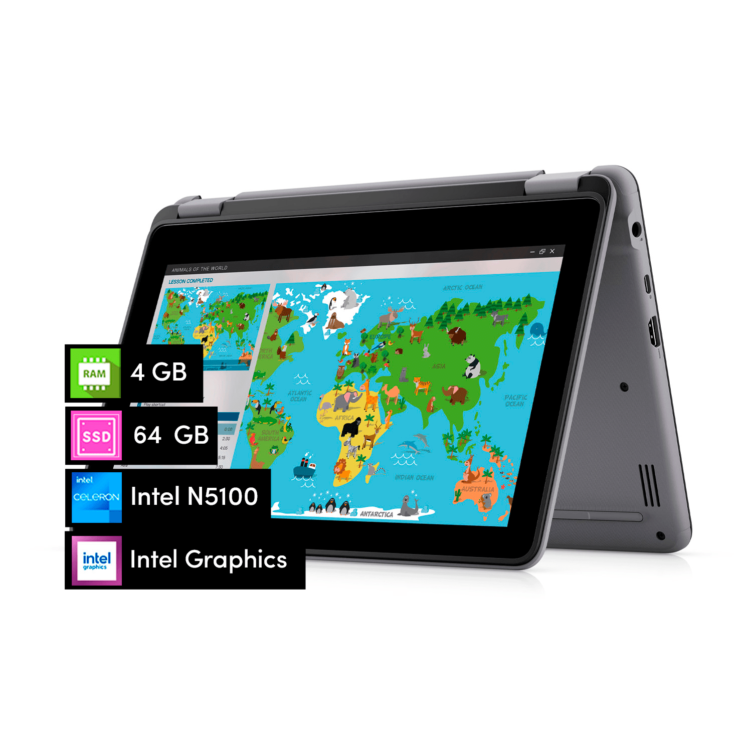 Notebook 2 en 1 Dell Latitude Celeron 4GB 64GBSSD 11.6" HD Táctil | Lider