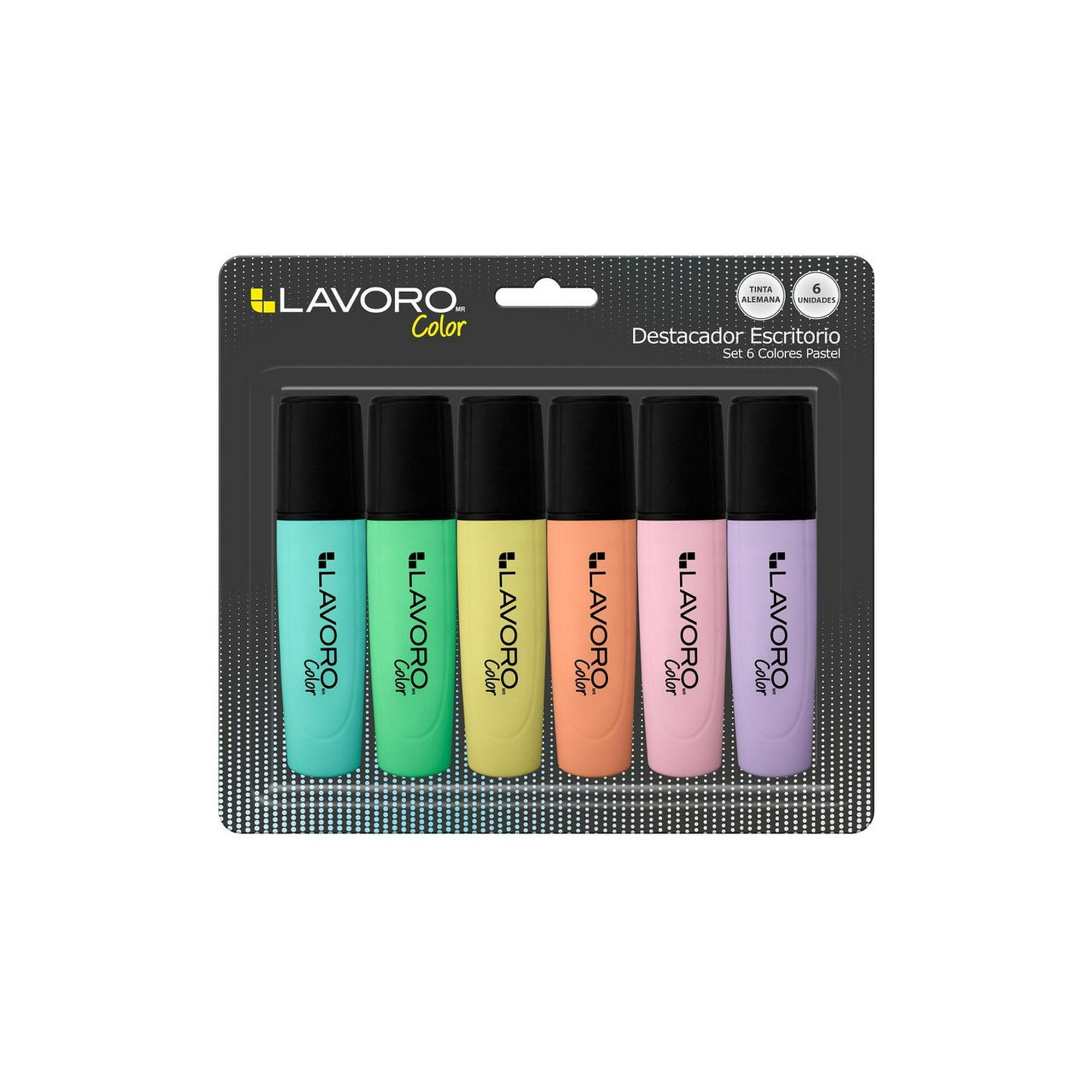 Destacador De Escritorio 6 Colores Pastel Blister Lavoro | Lider