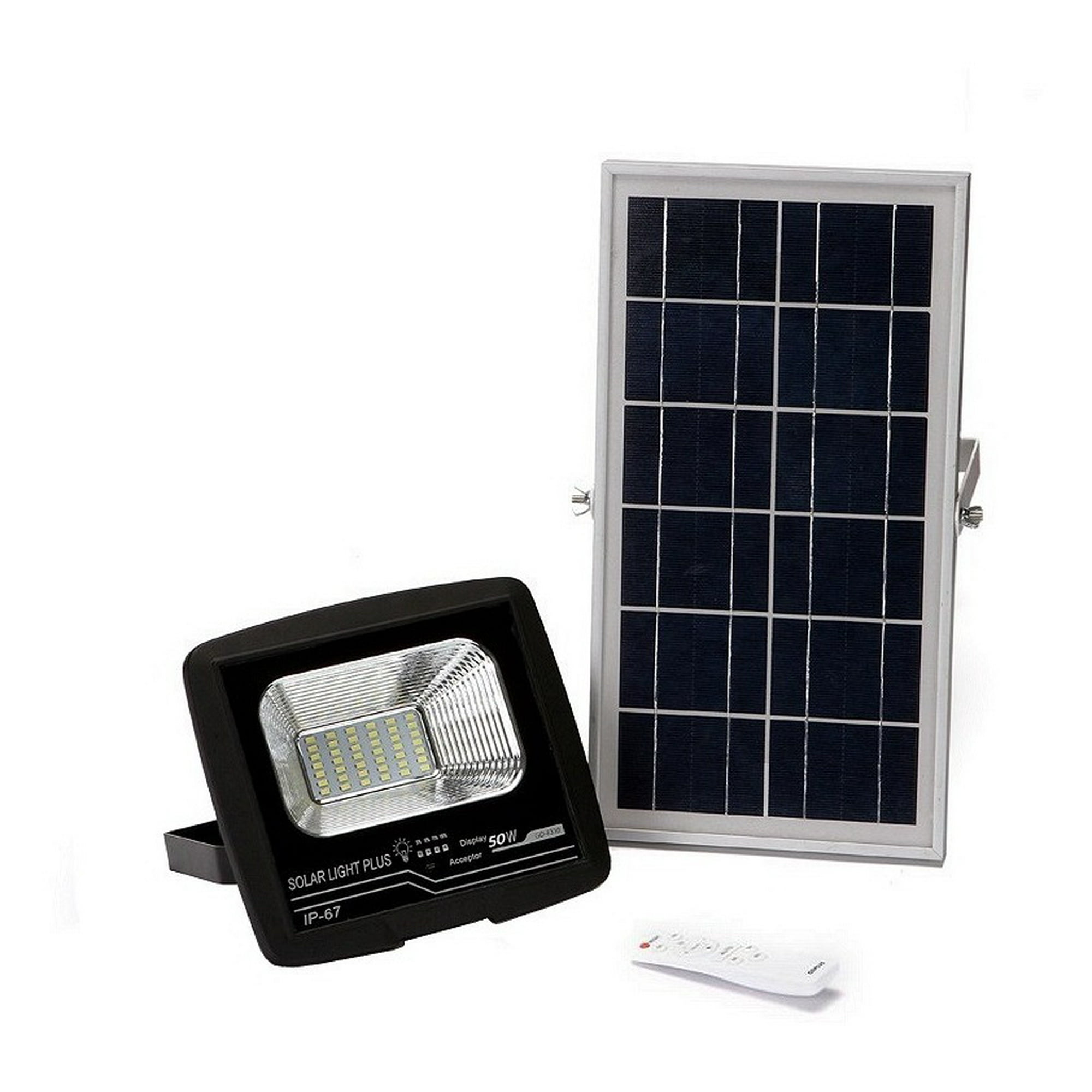 Lámpara Foco Solar Led 50w Flood Panel Solar Control Remoto | Lider