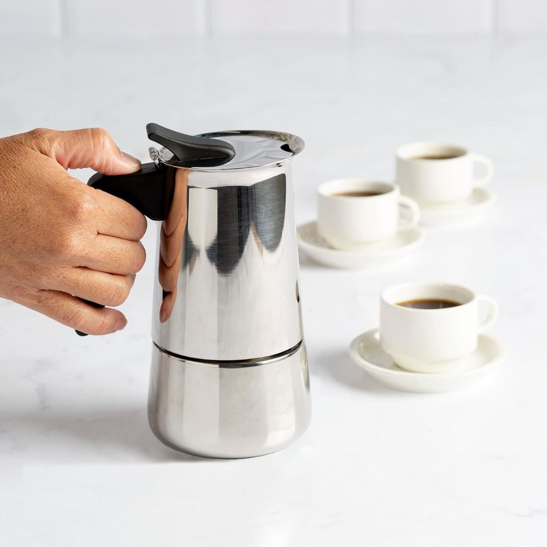 Cafetera Italiana Acero Inoxidable Espresso 4 Tazas Moderna | Lider