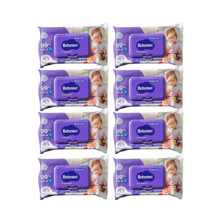 8 paquetes Toallitas Humedas Babysec Hipoalergenicas Aloe Vera 360 ...