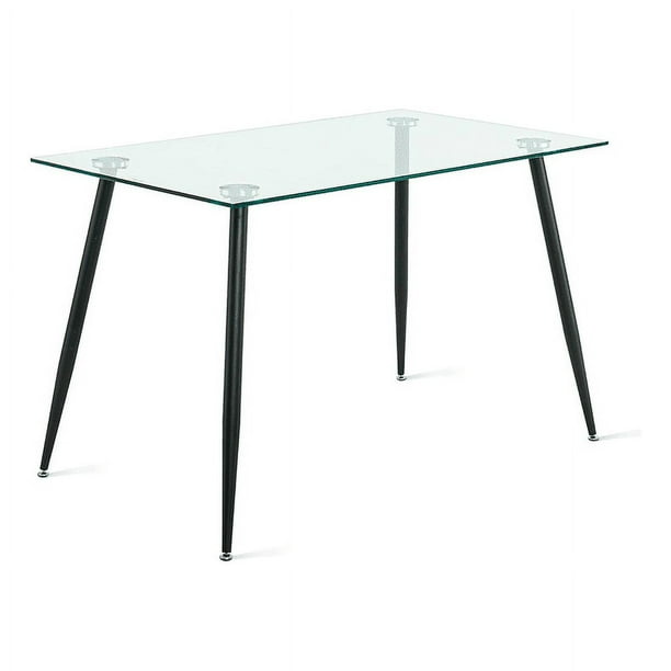 Mesa de Comedor Vidrio Rectangular 120x70 - Patas Oscuras | Lider